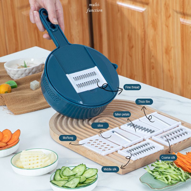 Magic Multifunctional Rotary Vegetable Cutter Drain Basket Kitchen ...