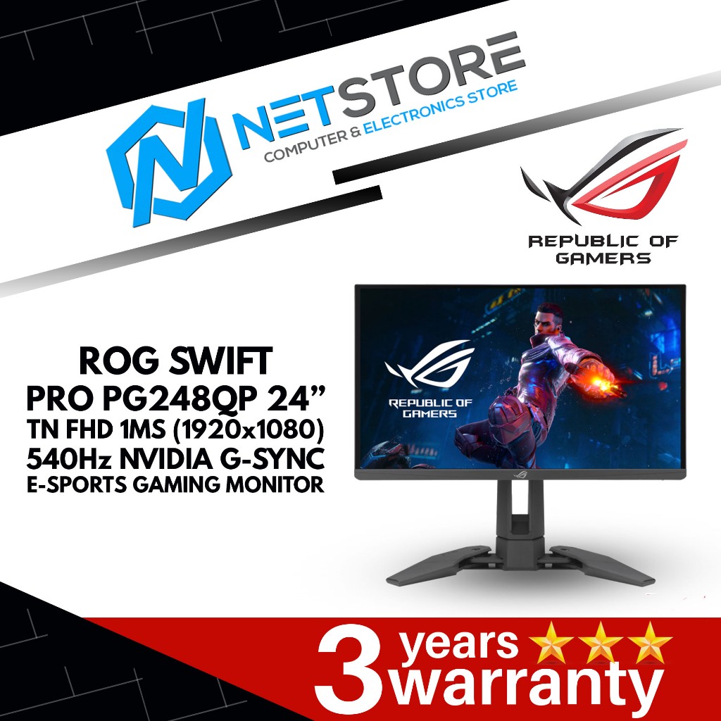 ASUS ROG SWIFT PRO PG248QP 24” TN FHD 1MS (1920x1080) 540Hz NVIDIA G ...
