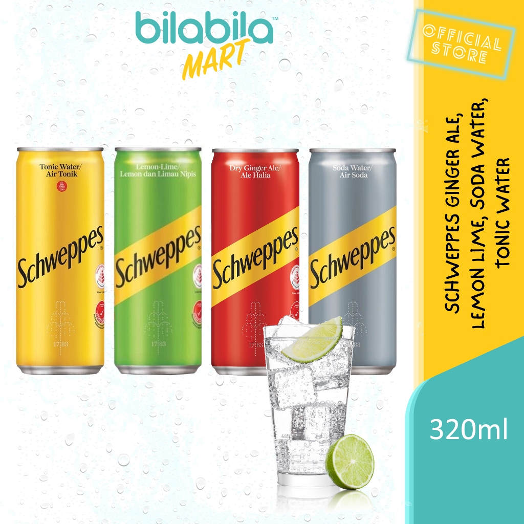 Schweppes Ginger Ale, Lemon Lime, Soda Water, Tonic Water 320ml Halia ...