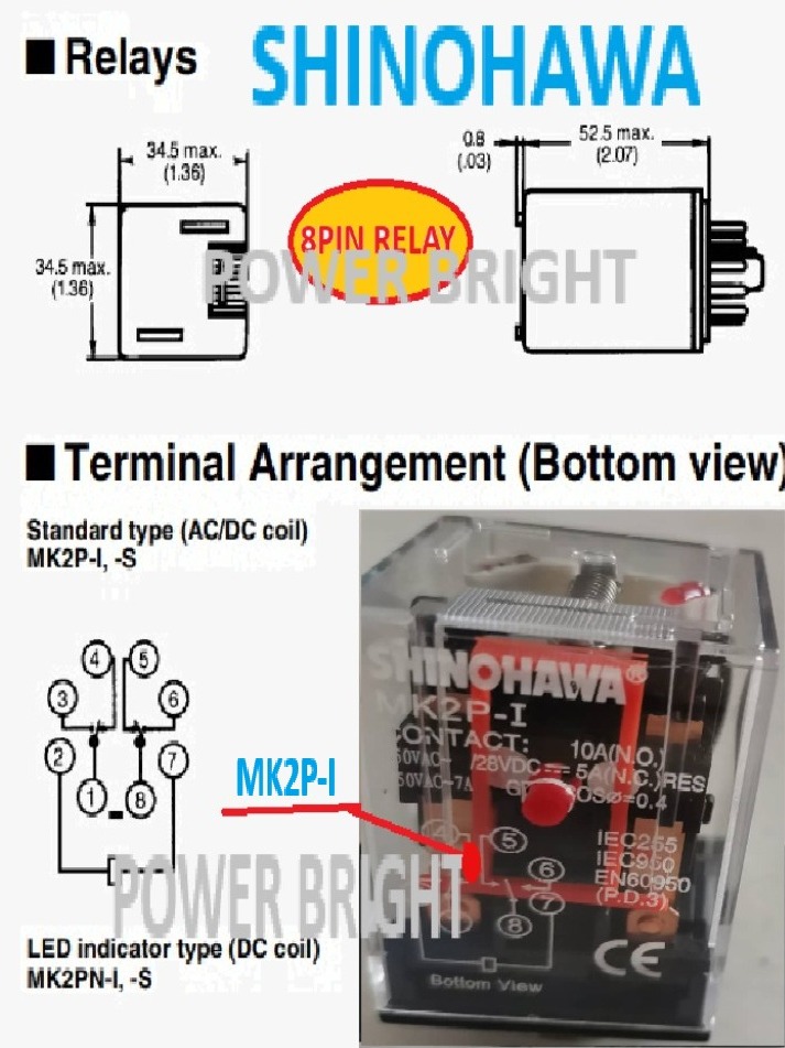 SHINOHAWA MK2P-I 8PIN [240,12VAC]&[24,12VDC]RELAY MK3P-I 11PIN [240VAC ...
