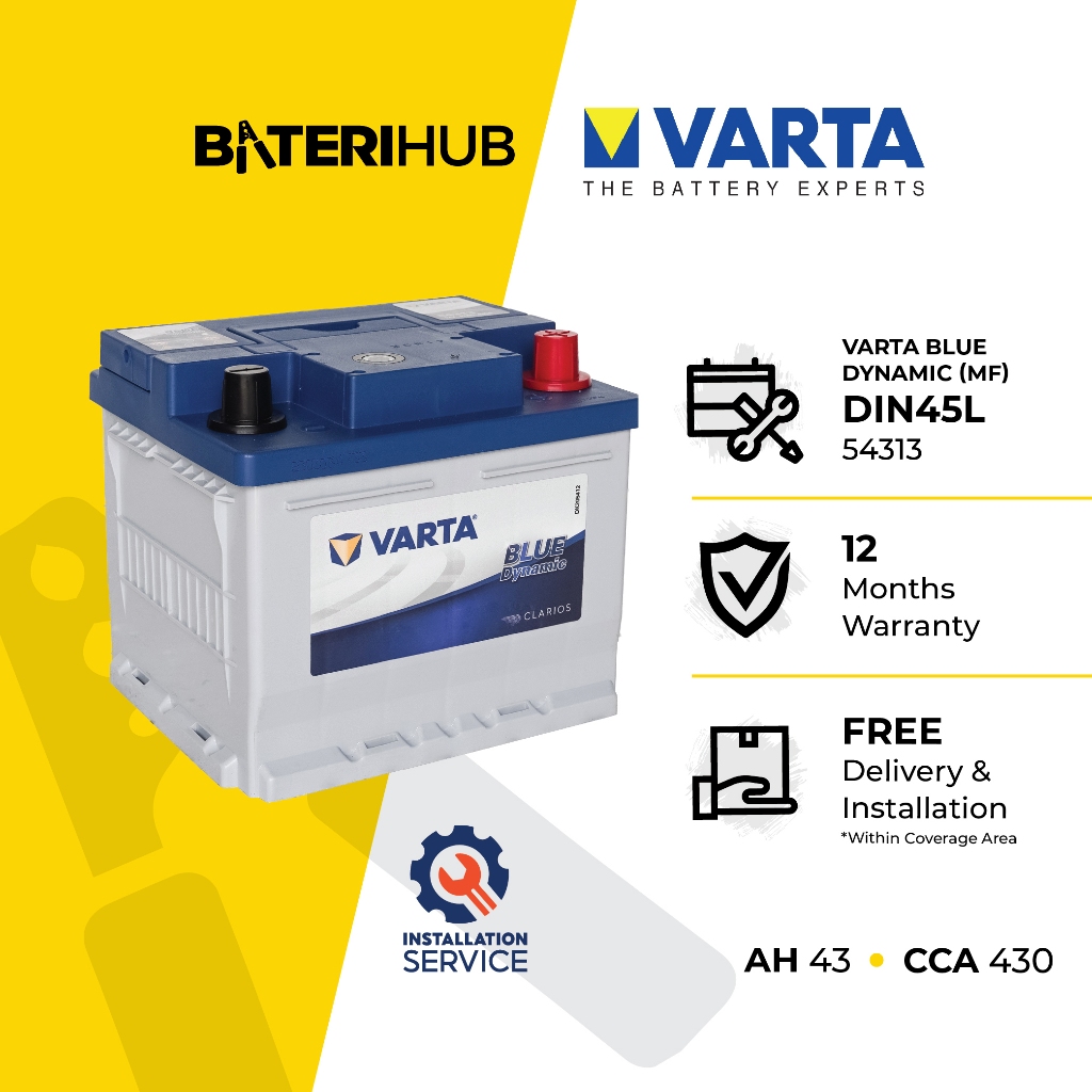 [Installation Provided] Bateri Kereta DIN45L (54313) | Varta Blue Dynamic | Car Battery ...