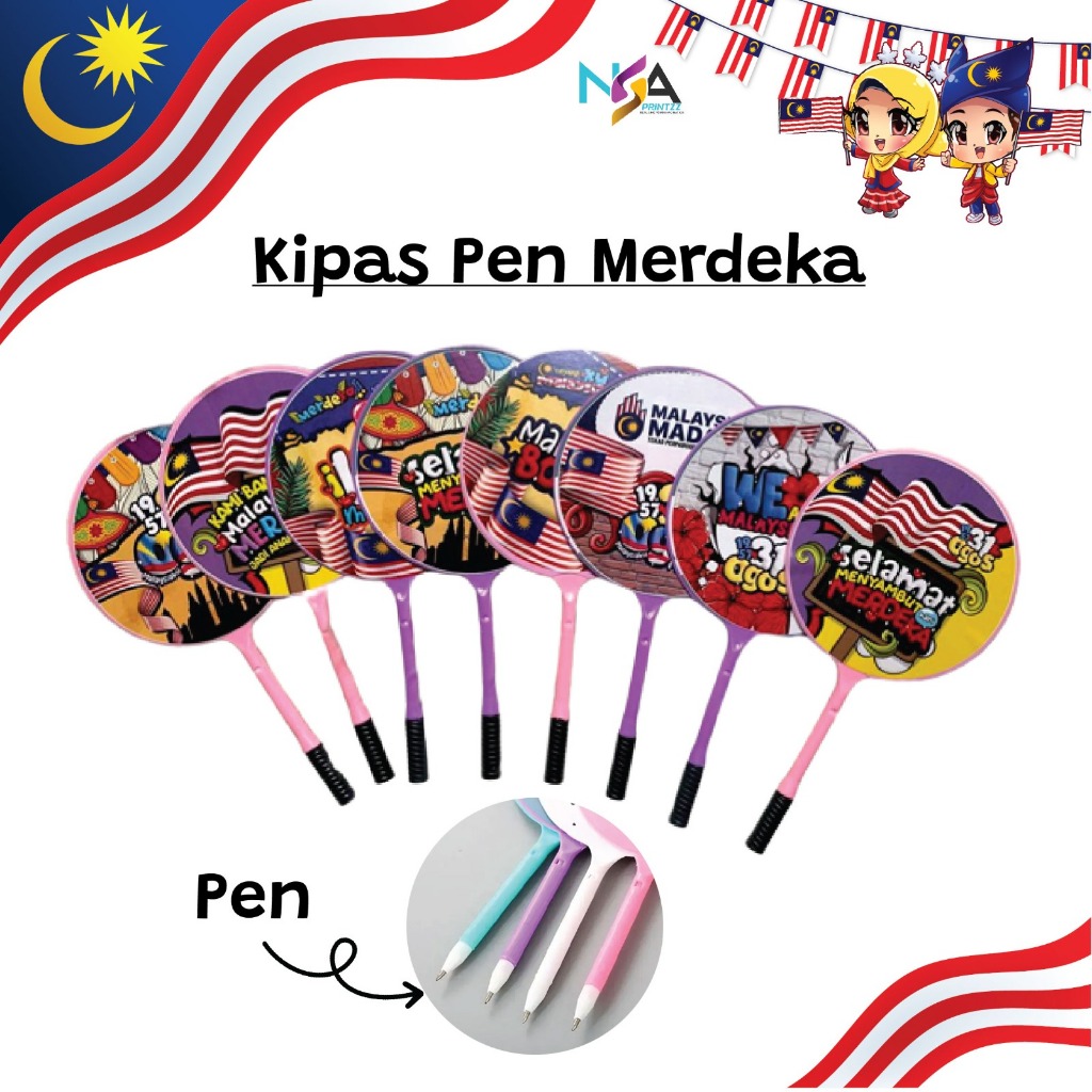Hand Fans with Pen Kipas Tangan Merdeka National Day Deko Hiasan ...