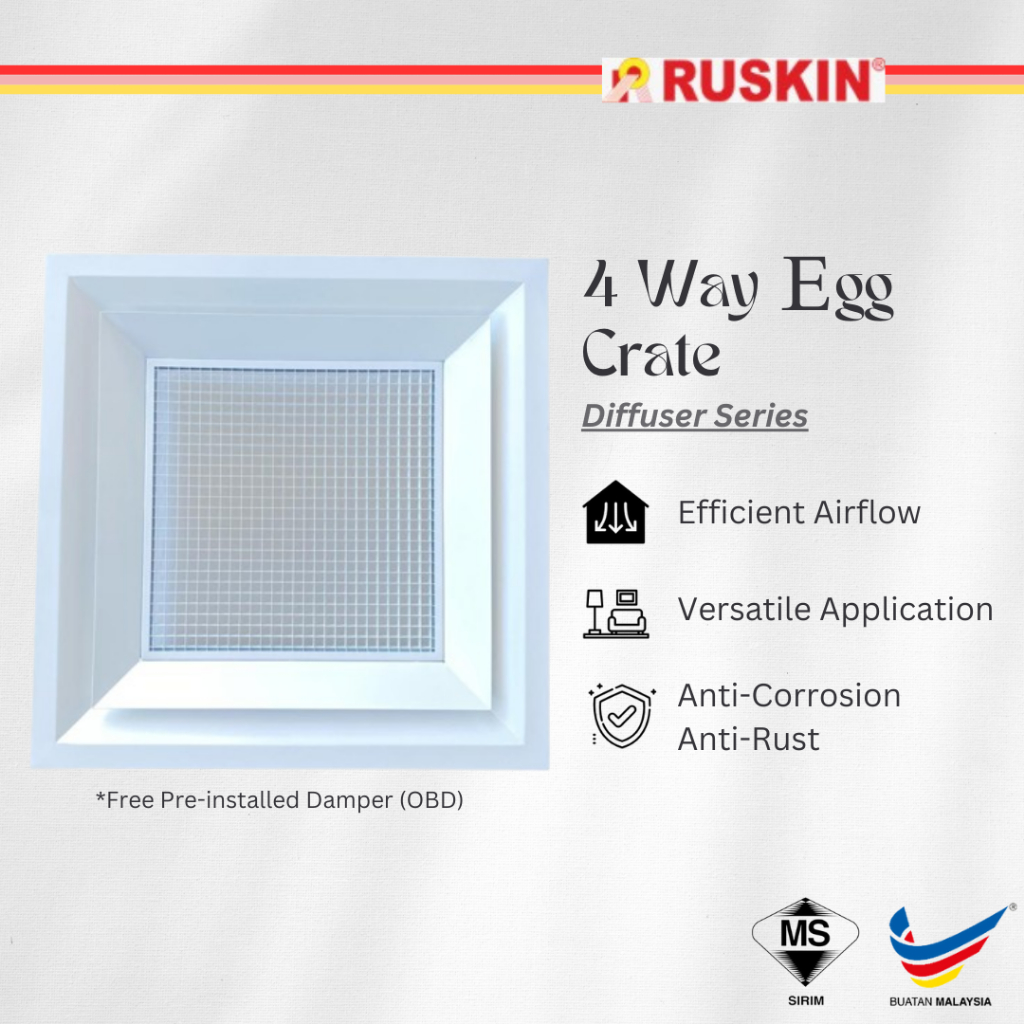 Aluminium 4 Way Egg Crate Diffuser with Round Damper | Shopee Malaysia