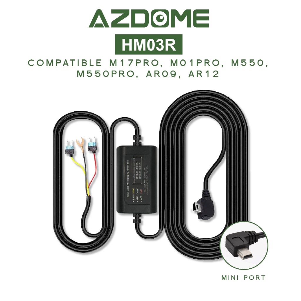 AZDOME Hardwire Kit Mini USB Micro USB Type C for Azdome Dash Cam HM03R ...