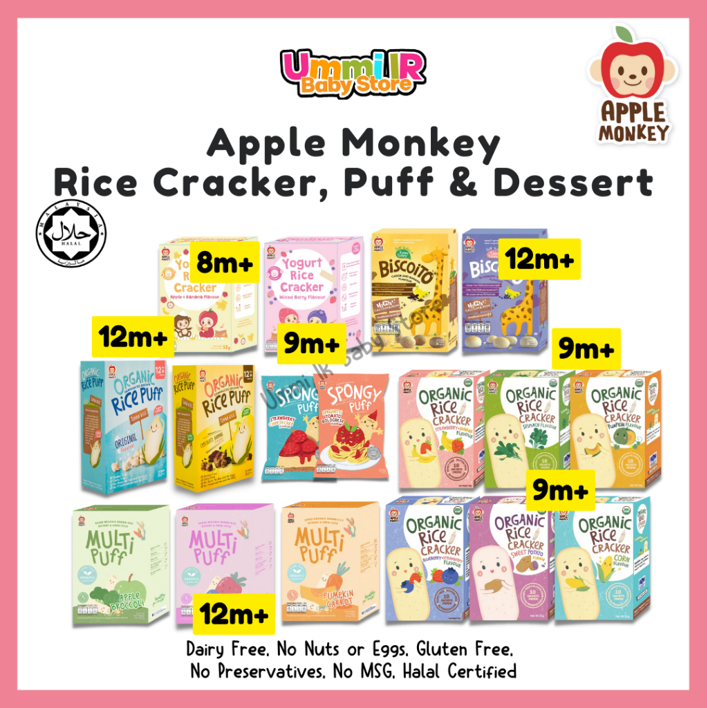 Apple Monkey Baby Food Organic Yogurt Rice Cracker Rice Cracker Organic ...