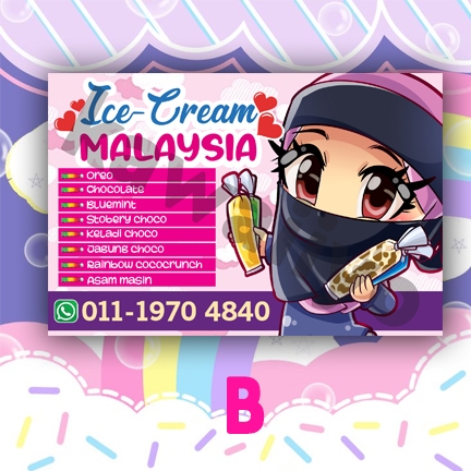 Banner Ais Krim Malaysia (3x2 kaki) | Kawaiiyo | Shopee Malaysia