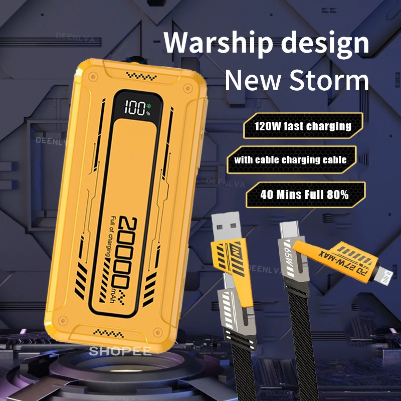 120W Mecha PowerBank Set 20000mAh Fast Charge High Capacity Phone ...
