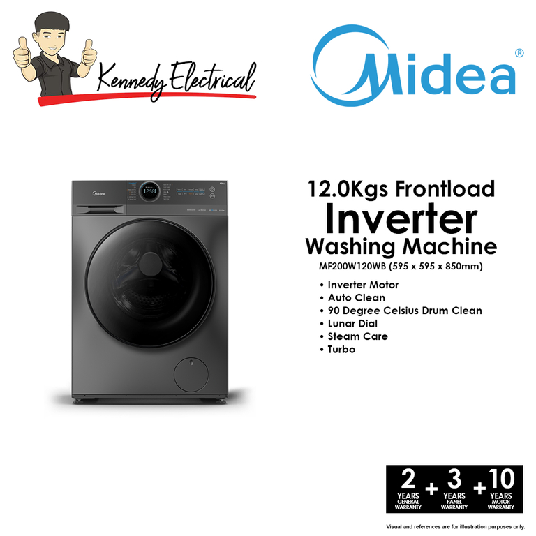 Midea 12.0Kgs Frontload Inverter Washing Machine MF200W120WB | Shopee ...