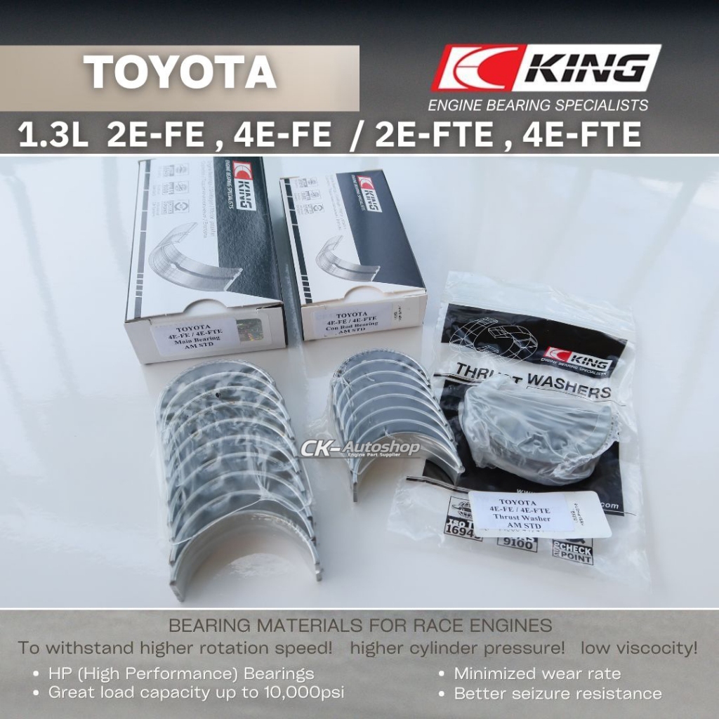 KING Bearing TOYOTA 1.3L 2EFE 4EFE N.A / 2EFTE 4EFTE Turbo for Starlet EP82 EP91 Glanza Corolla ...