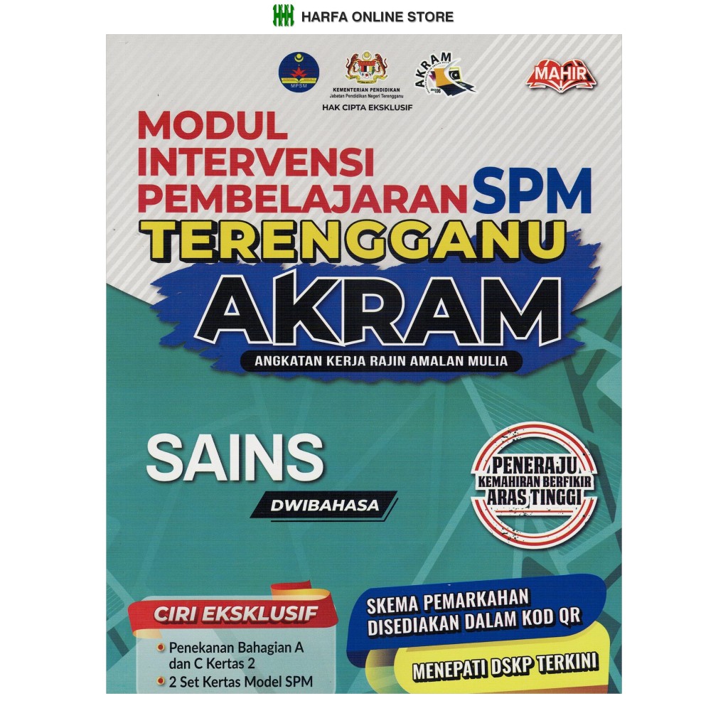 BUKU LATIHAN : MODUL INTERVENSI PEMBELAJARAN SPM TERANGGANU AKRAM SAINS DWIBAHASA | Shopee Malaysia