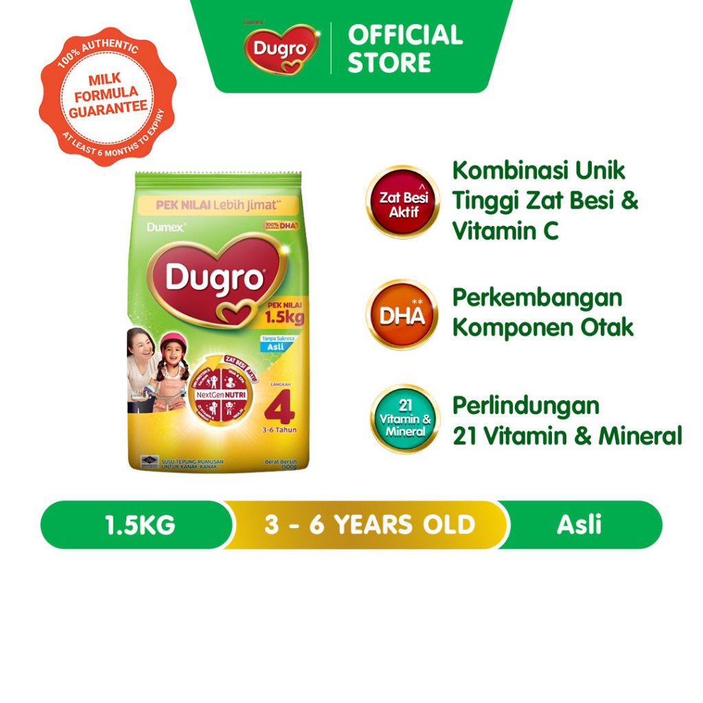 Dumex Dugro Step 4 Original/Asli Growing Up Milk Formula 3-6 years (1 ...