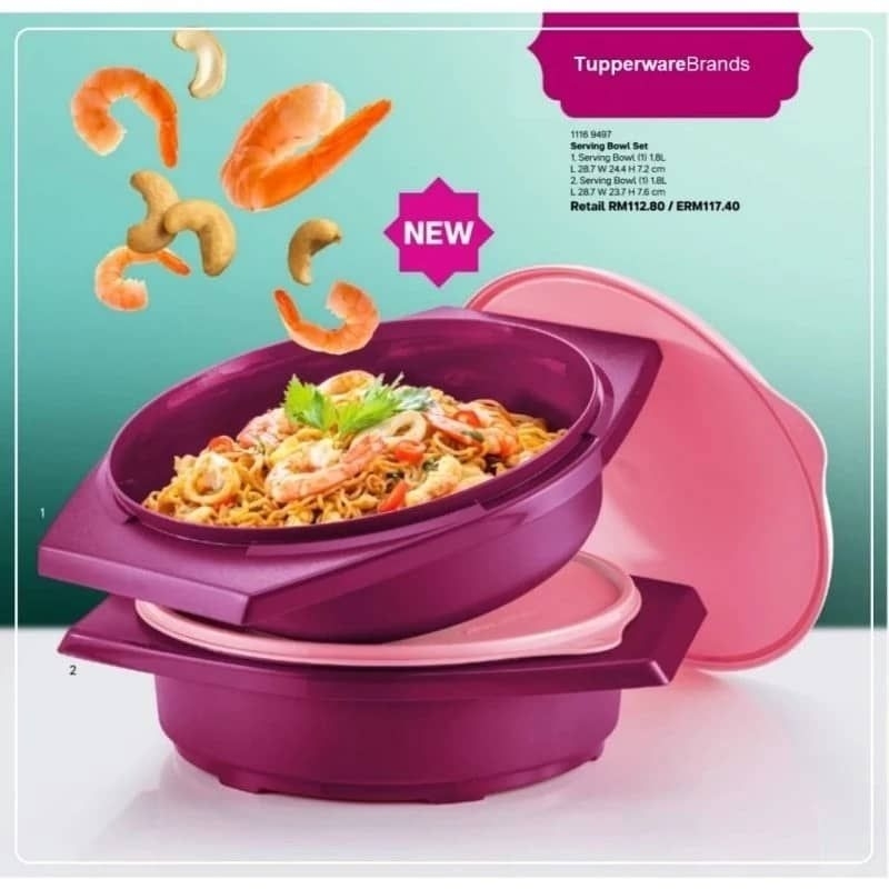 🔥 SERVING BOWL SET 1.8L🔥 ORIGINAL TUPPERWARE BRANDS READY STOCK💥 | Shopee Malaysia