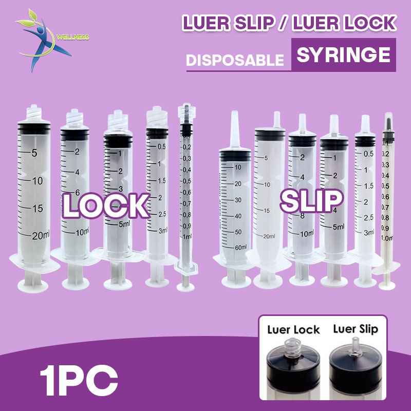 1PC Disposable Luer Lock Syringe Luer Slip Syringe Measuring Plastic Sterile Syringe First Aid ...