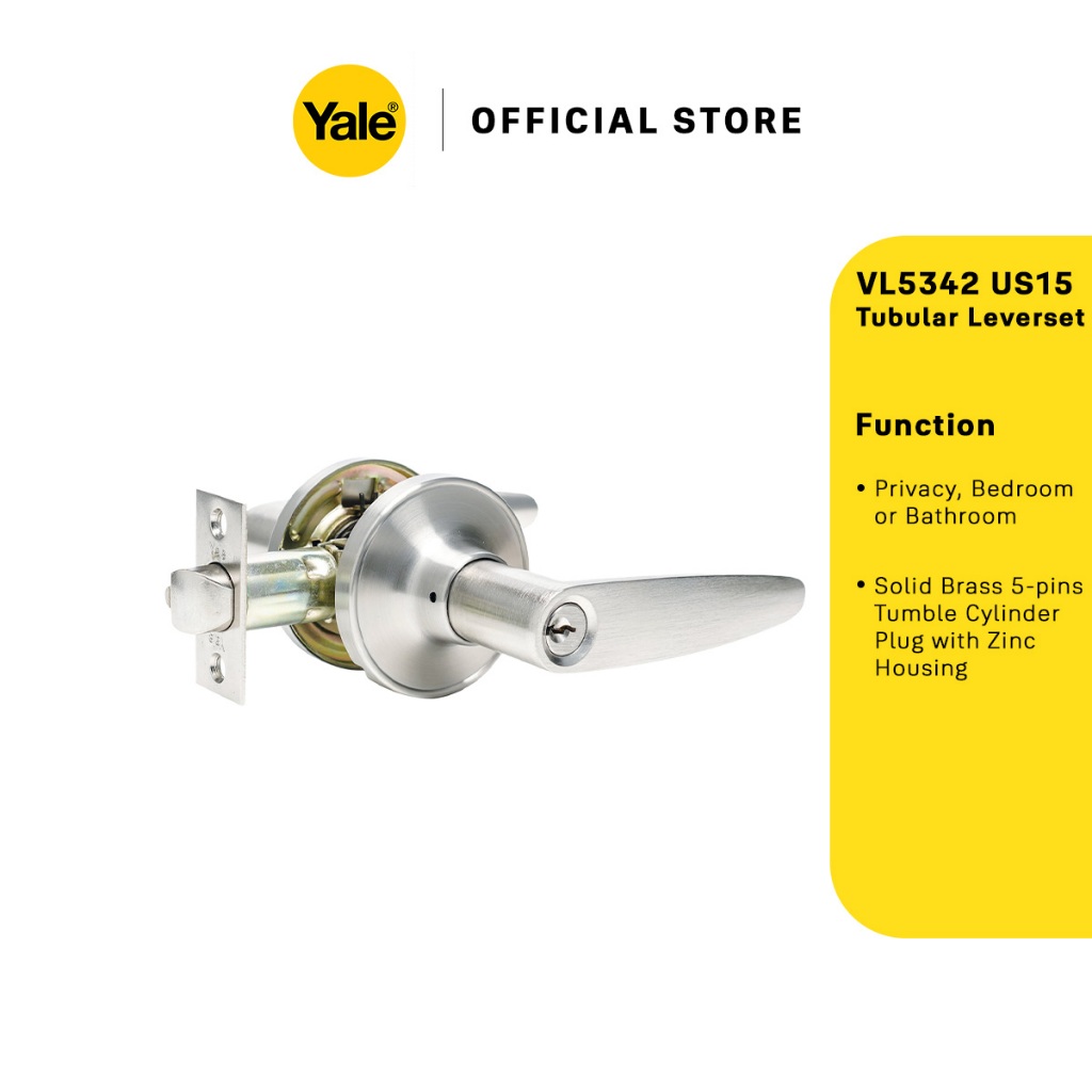 Yale VL5342 US15 60mm Medium Duty Tubular Handle Leverset - Privacy ...