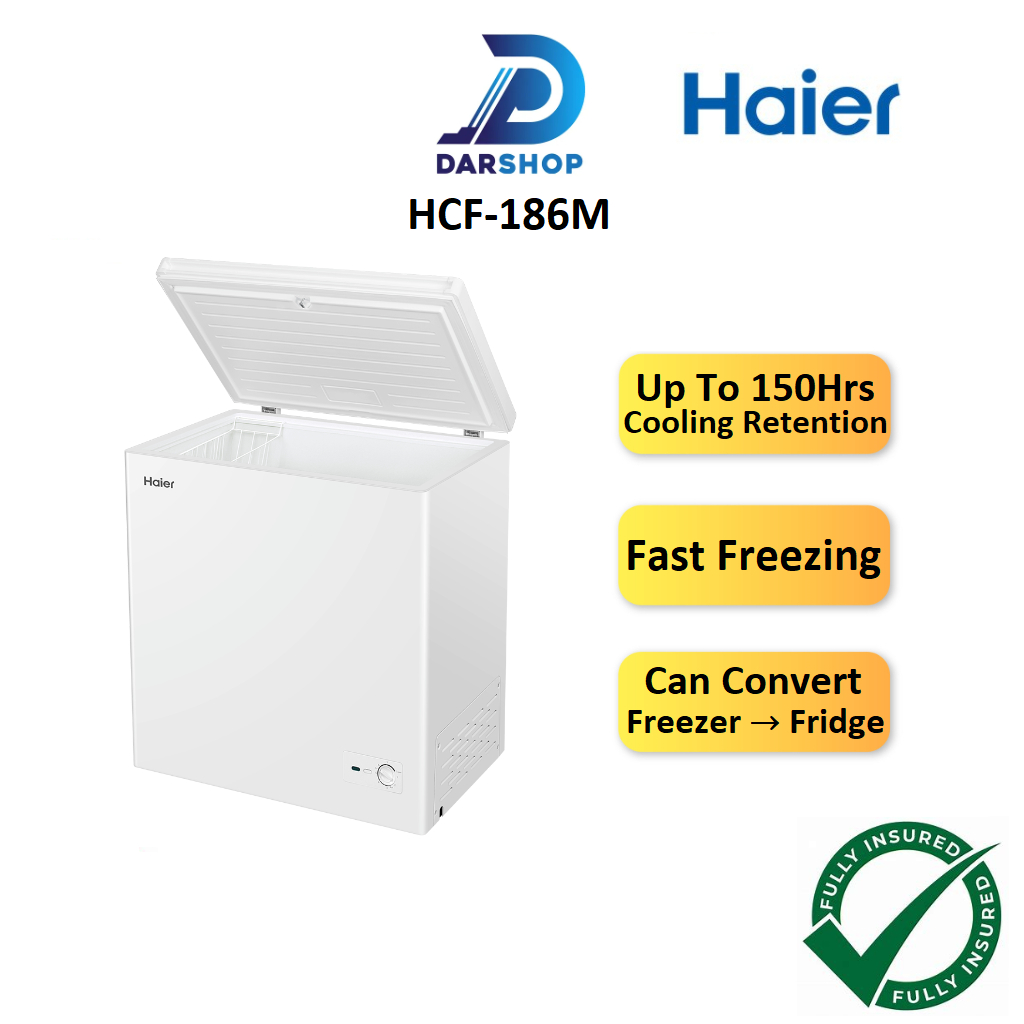 Haier Chest Freezer 142L Net Peti Freezer Murah Deep Freezer Peti Sejuk Beku Frezer 冷藏箱 HCF-186M ...