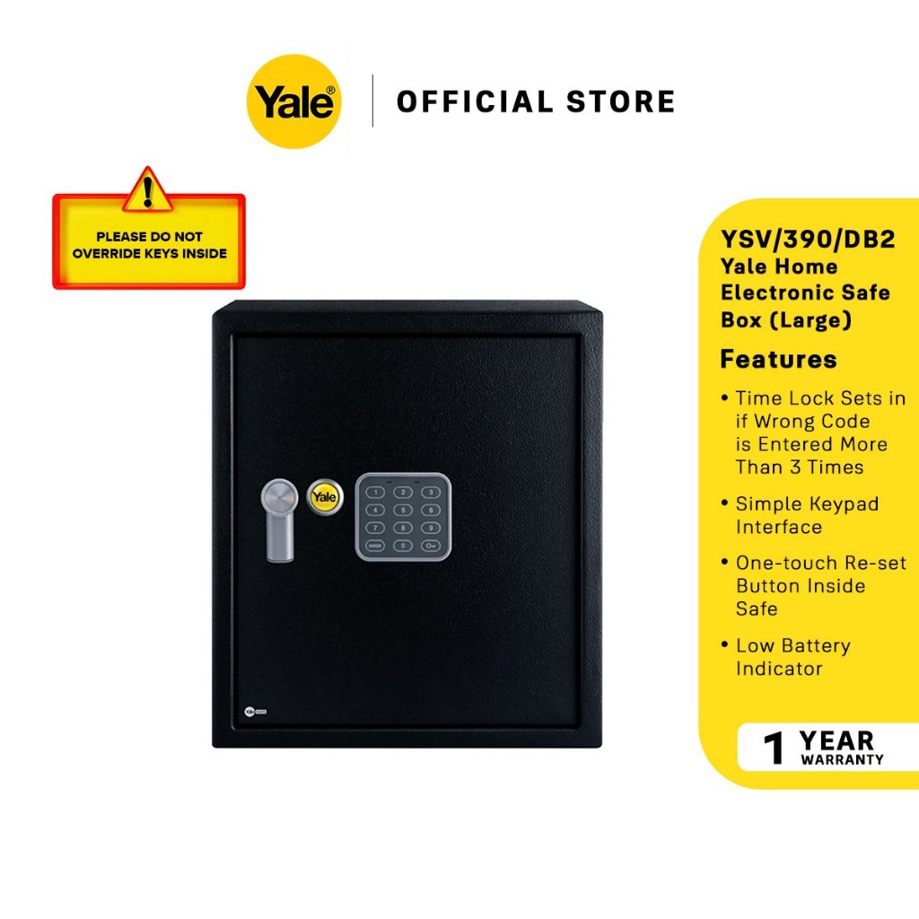Yale Home Value Large Safe Box YSV/390/DB2 - Wall Mount/ 2 Keys ...