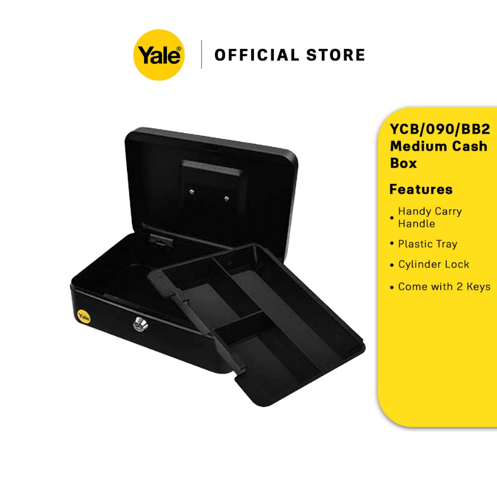 Yale Medium Cash Box with 2 Keys YCB/090/BB2 - Mini Safe Box for Home ...
