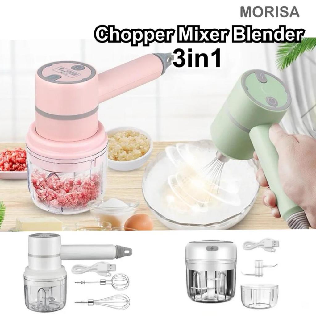 3in1 Wireless Mini Chopper Blender Mixer Garlic Chopper Pengisar Bawang ...