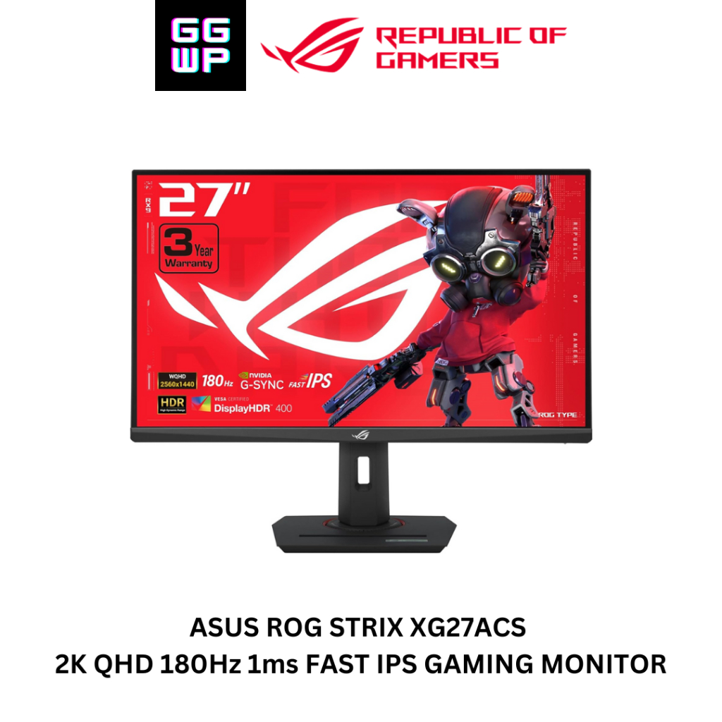 ASUS ROG Strix XG27ACS 27" 2K QHD 2560x1440 180Hz 1ms Fast IPS HDR400 ...