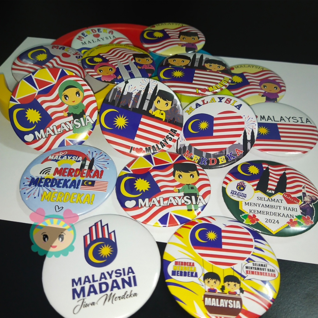 BUTTON BADGE MERDEKA 2024 LASER PRINT [MIN 10 BUTTON] | Shopee Malaysia