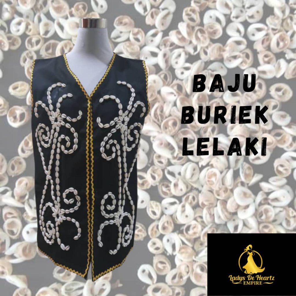 Baju Burung Buriek Hitam Baju Vest Lelaki Corak Iban Sarawak Kraftangan ...