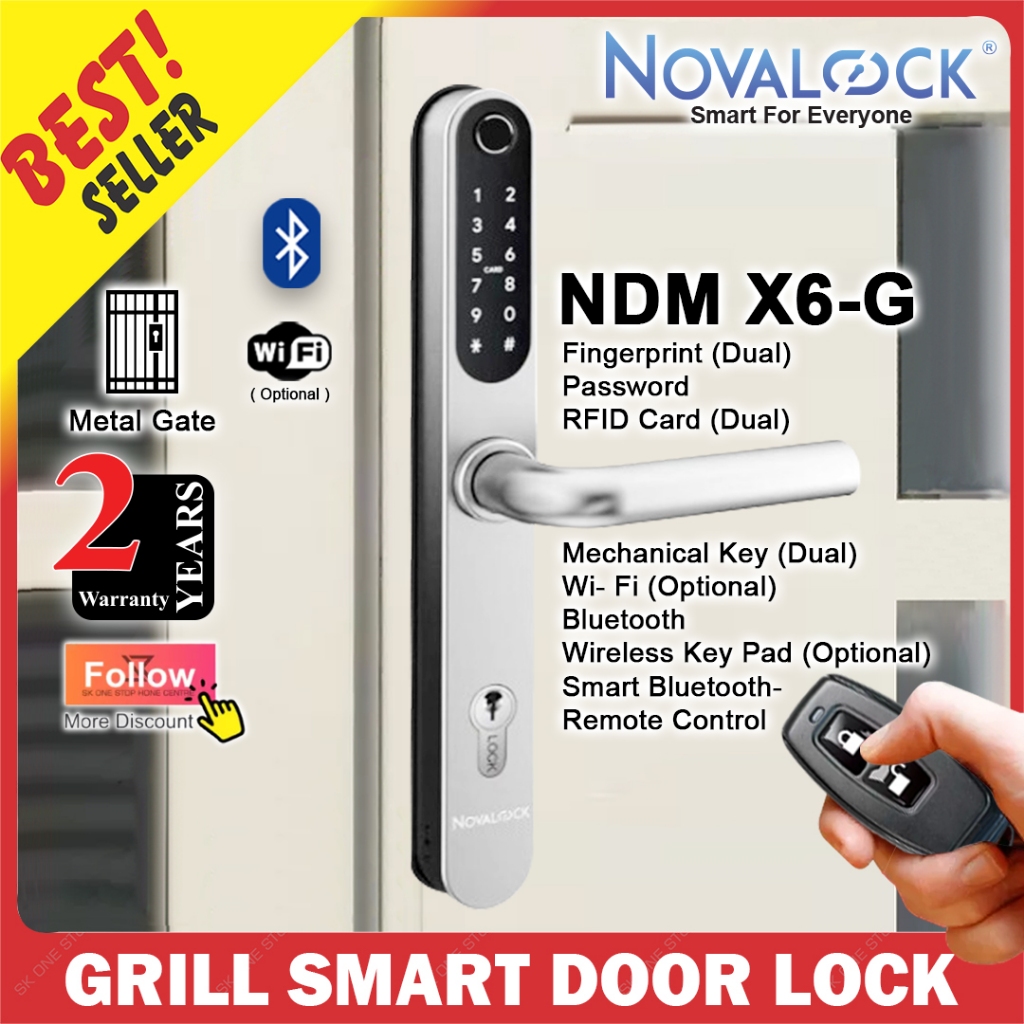 (GRILL GATE Smart Lock) Novalock NDM X6-G Stainless Steel Smart Lock ...