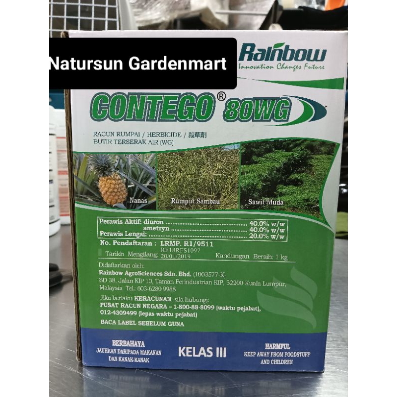 (Rumpai) 1KG Contego 80WG/Rainbow/Racun Rumpai/diuron 40%/ametryn 40% ...