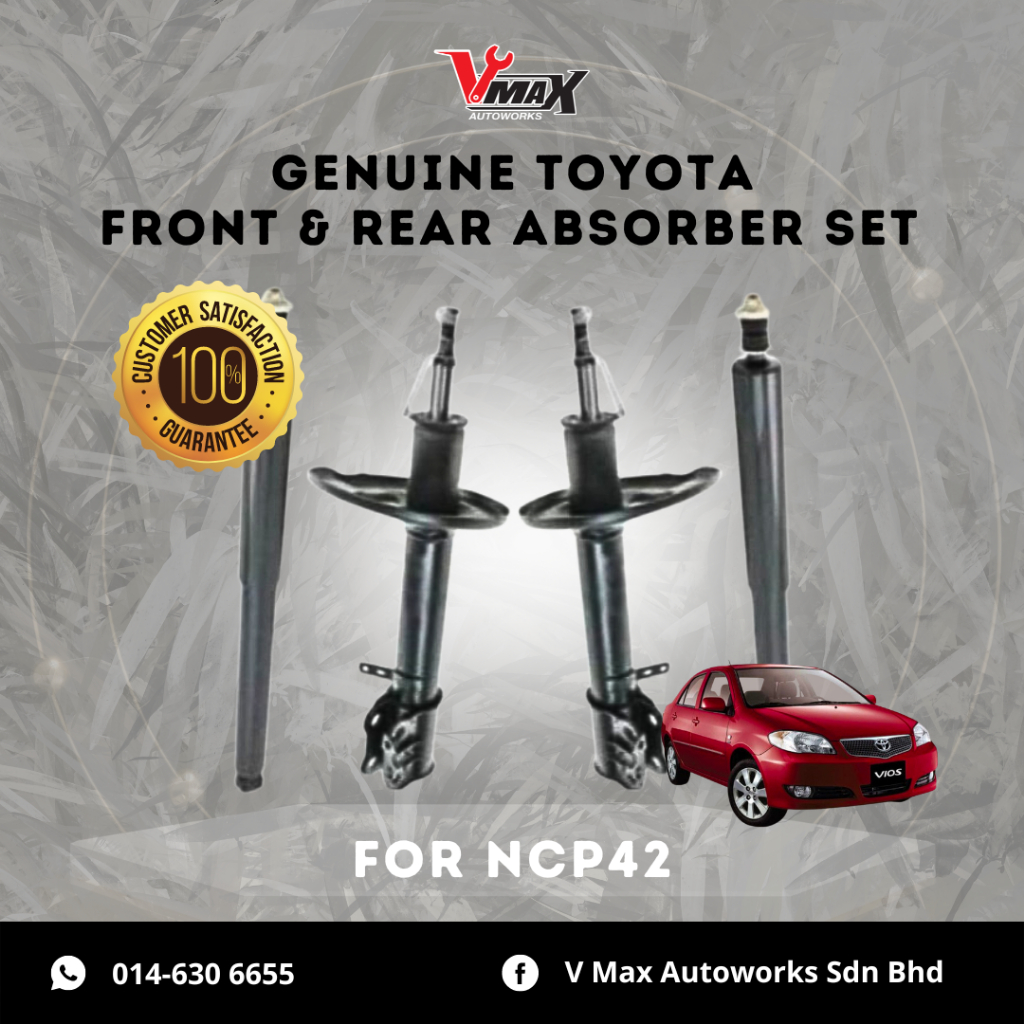 GENUINE TOYOTA Front & Rear Absorber Set For Toyota Vios NCP42 | Shopee ...