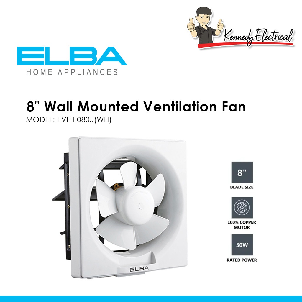 Elba 8" Wall Mounted Ventilation Fan EVF-E0805(WH) | Shopee Malaysia