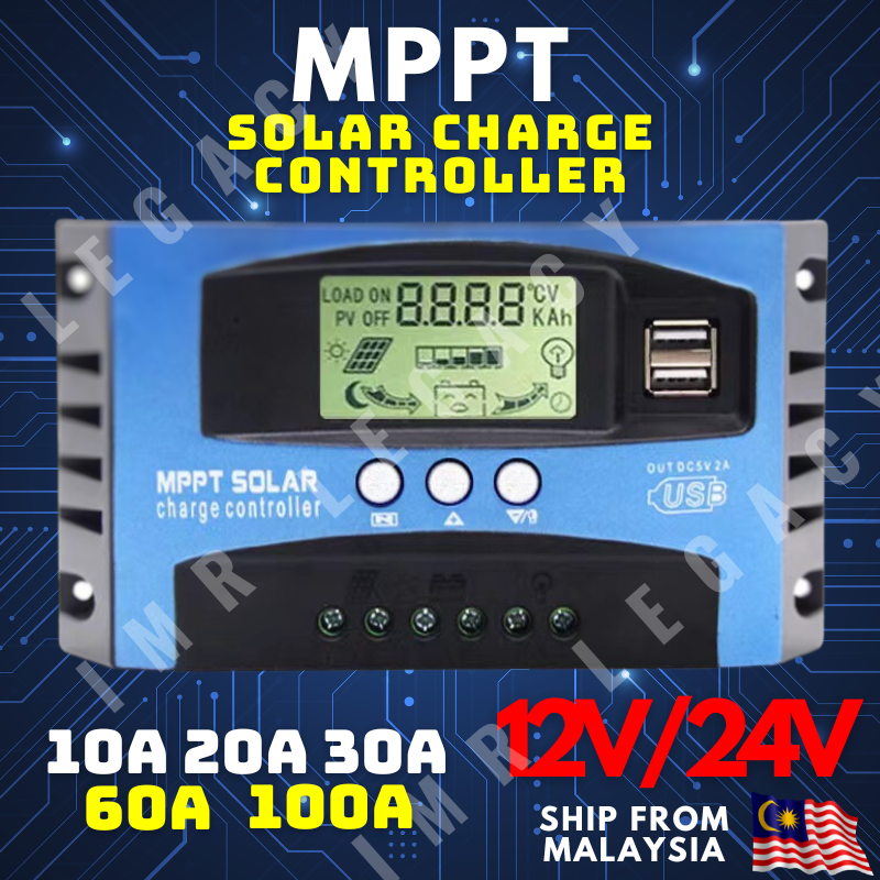 MPPT Solar Charge Controller 10A/20A/30A/60A/100A 12V 24V Auto Dual USB ...