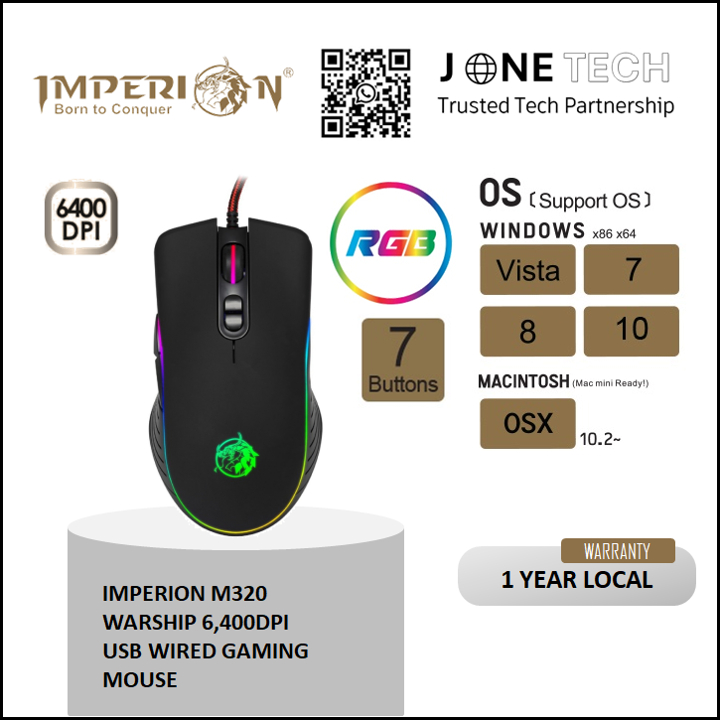 IMPERION M320 WARSHIP - 6400DPI USB WIRED GAMING MOUSE | Shopee Malaysia