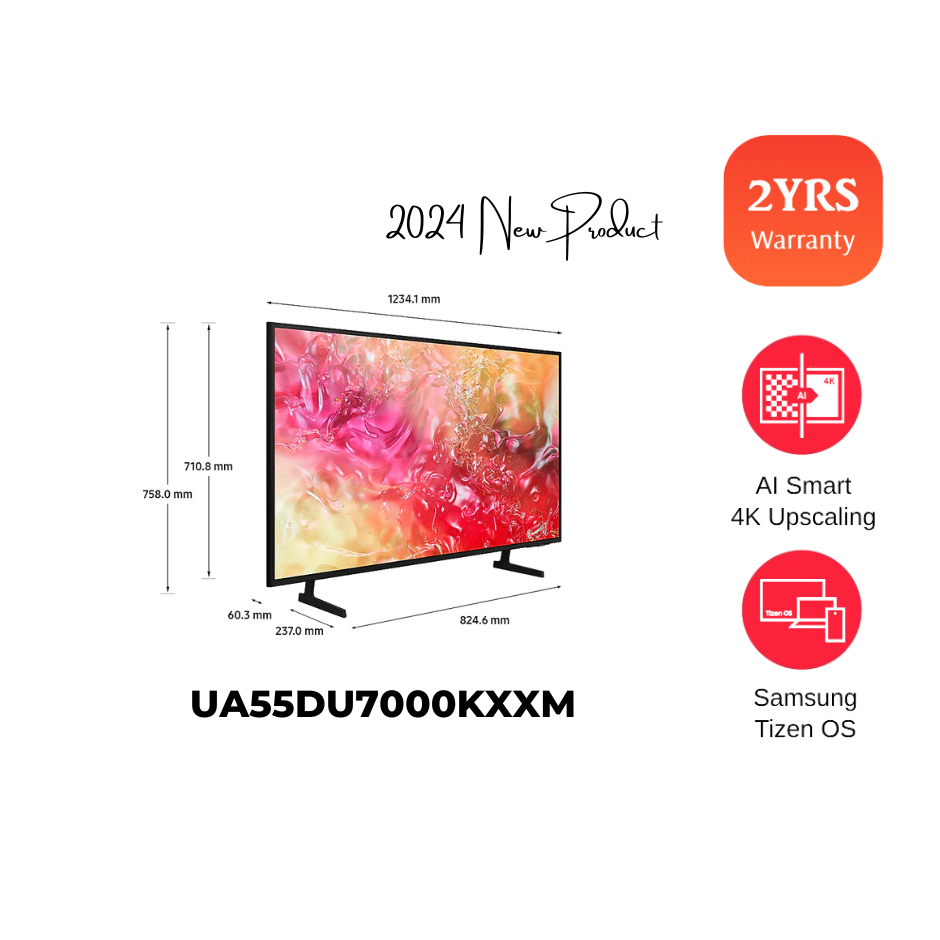 Samsung (55"/55 Inch) DU7000 4K UHD Smart TV (2024) | UA55DU7000KXXM 55 ...