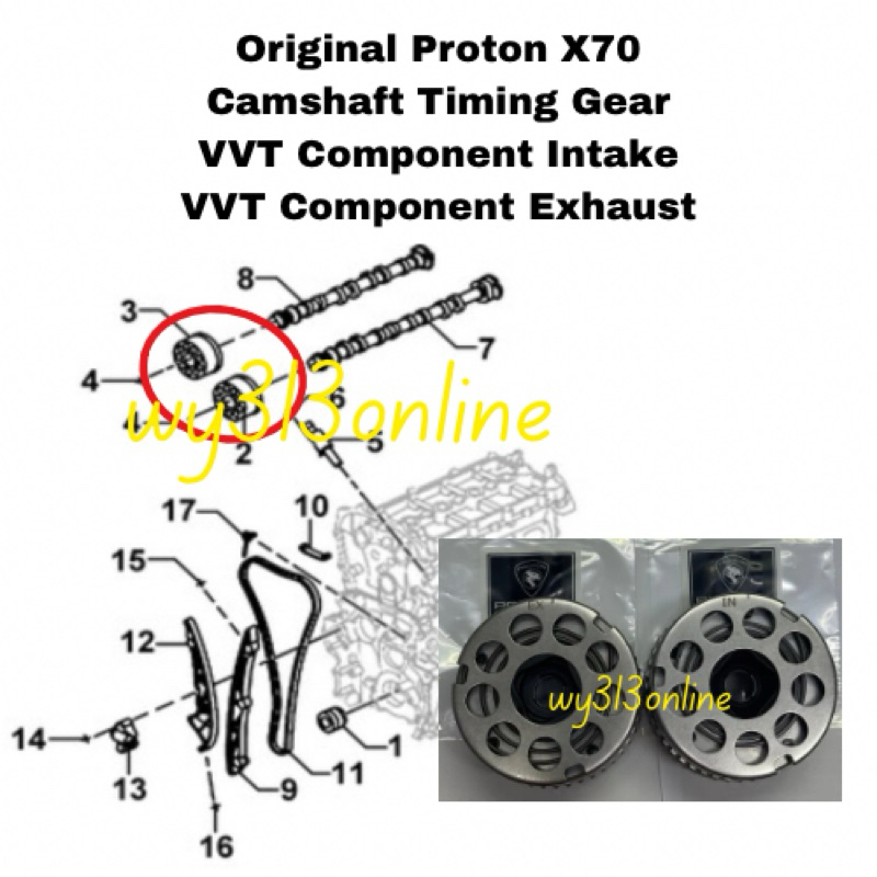 Original Proton X70 Camshaft Timing Gear Pully VVT Component Exhaust ...