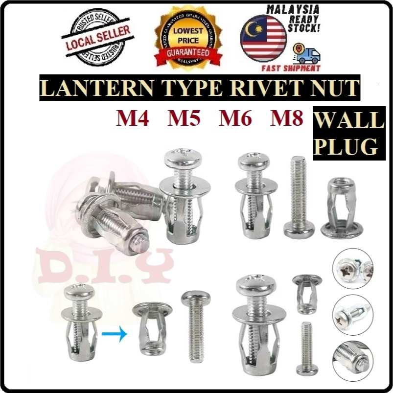 [LINGKUP] Lantern Type Rivet Nut Wall Plug M4 M5 M6 M8 / Petal Nut ...