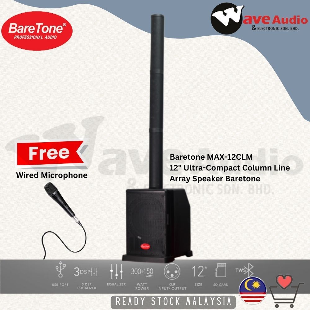 Baretone MAX-12CLM 12" Ultra-Compact Column Line Array Speaker Baretone ...