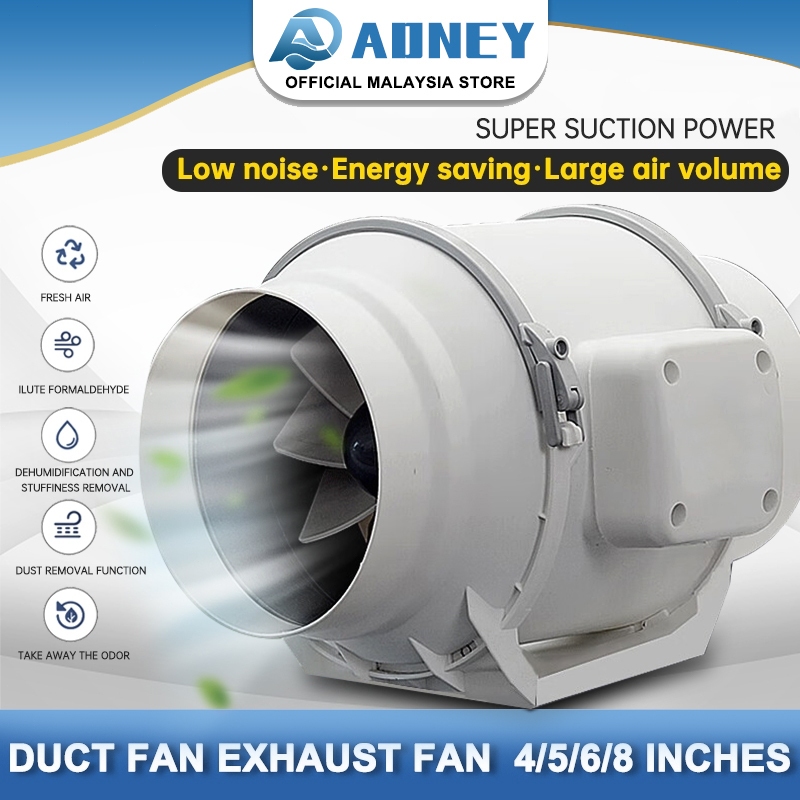 Inline Duct Booster Fan Exhaust Fan (4"/5"/6"/8")High Suction Power ...