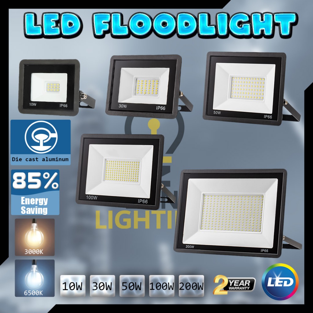 [Premium] LED Spotlight Sensor Flood Light RGB Celling 10W/30W/50W/100W/150W/200W Outdoor ...