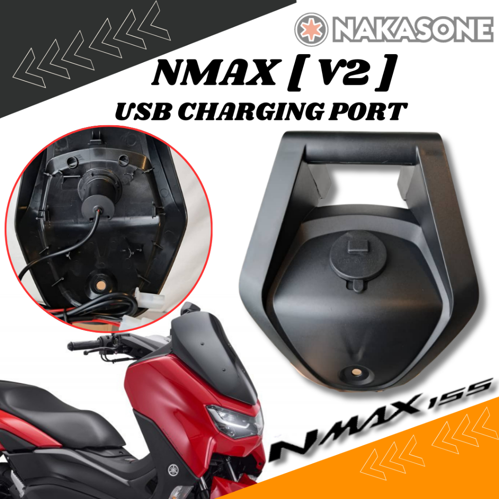 YAMAHA NMAX 155 V2 HANDLE BAR COVER WITH USB PORT / USB CHARGING PORT ...