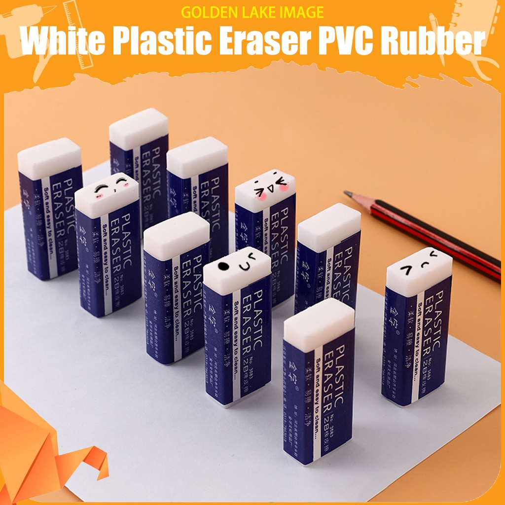 2B 1PC White Plastic Eraser PVC Rubber Student Pencil Eraser Stationery ...