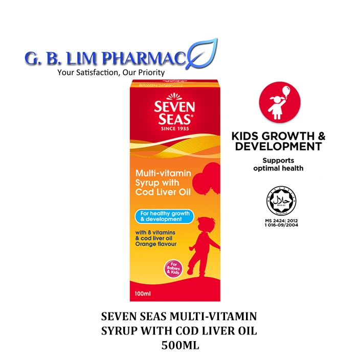 Seven Seas Multivitamin Syrup with Cod Liver Oil 500ml + 100ml One Set ...