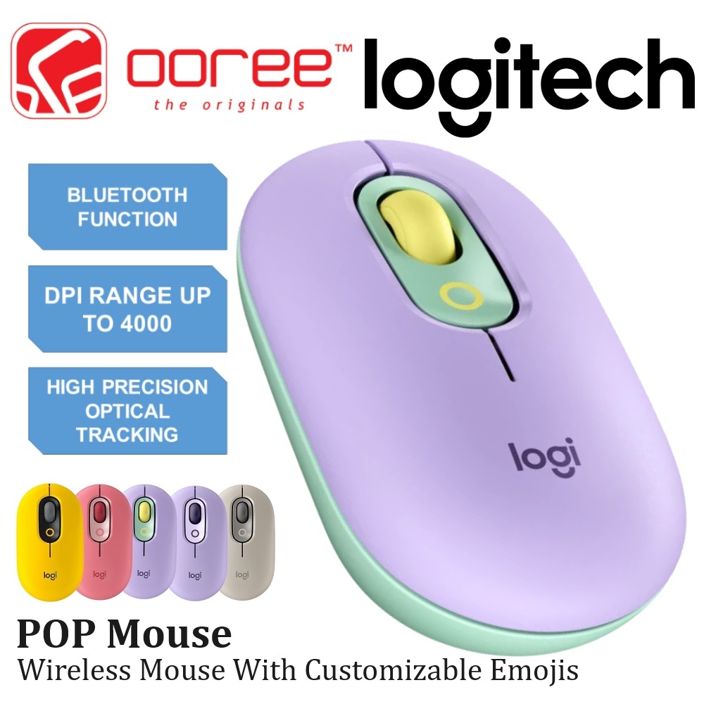 LOGITECH POP MOUSE WIRELESS CUSTOMIZABLE EMOJIS / SILENT TOUCH ...
