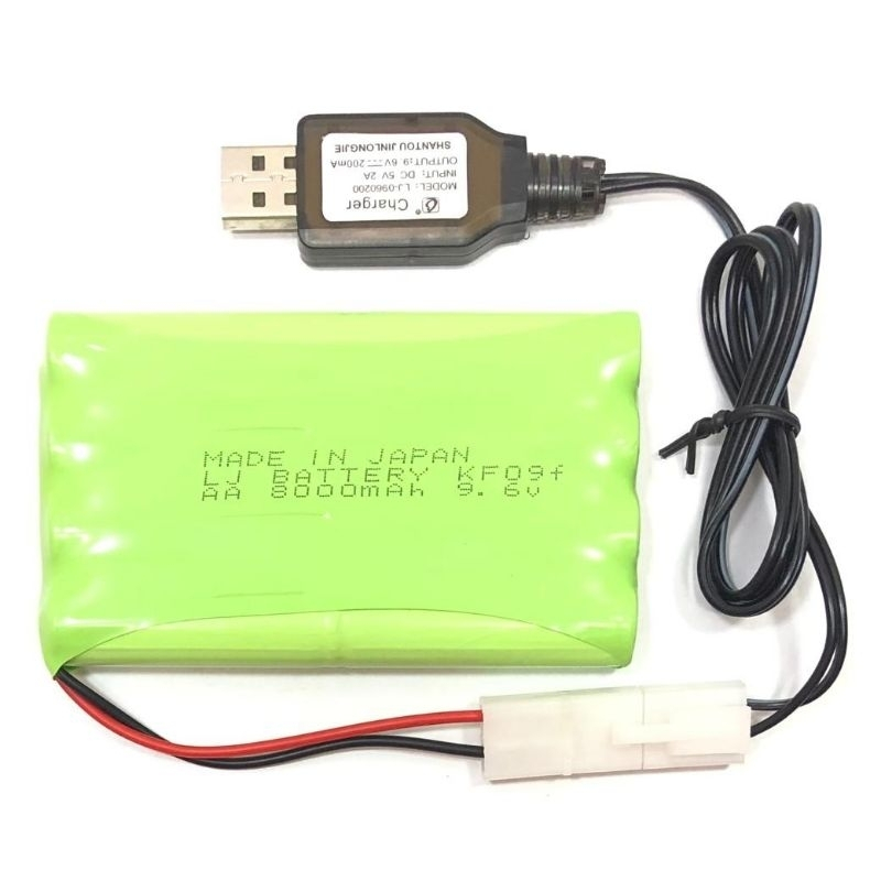 9.6v battery LJ AA 8000mah + USB Charger 9.6v 200mA (2-PIN) | Shopee ...