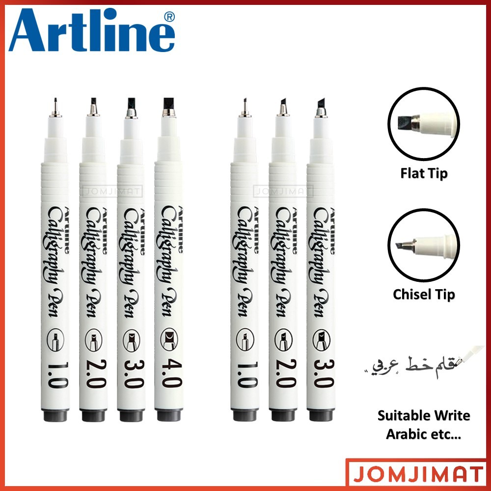 Artline Calligraphy Khat Arabic Jawi Pen 0.1mm/ 0.2mm/ 0.3mm/ 0.4mm (Flat/ Chisel Tip ...