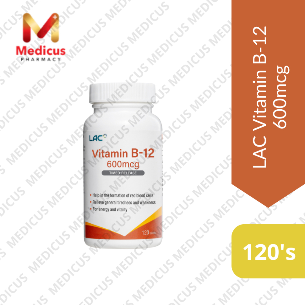 LAC Vitamin B-12 600mcg Time Release Tablet 120's FOC FREE GIFT (Exp ...