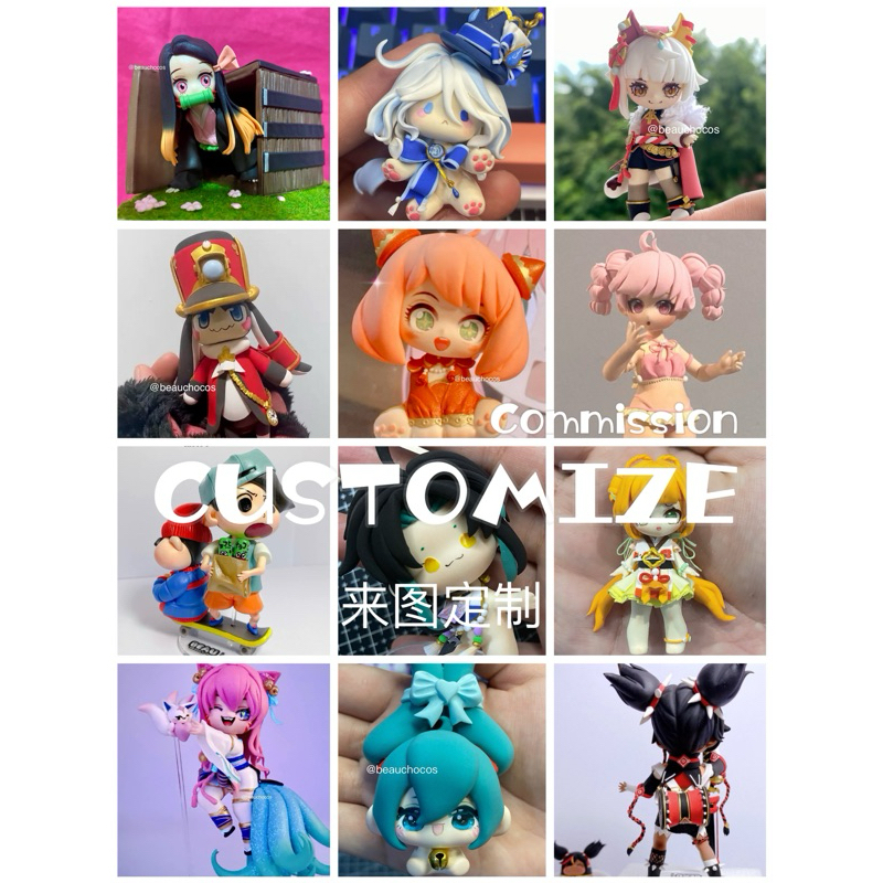 Custom Figure Anime Game Character, Commision OB11 Clay head 3D Chibi ...