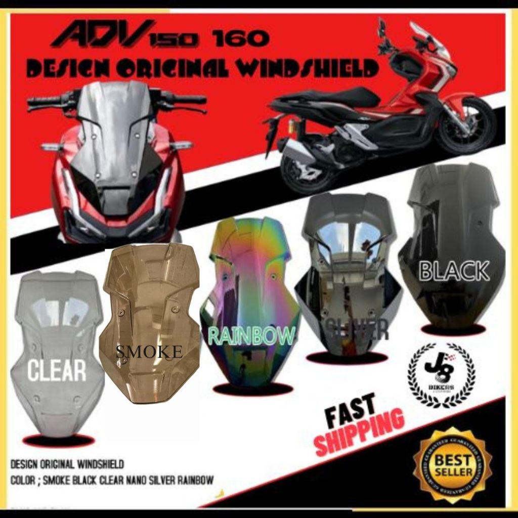 HONDA ADV 150 ADV 160 NEW DESIGN ORIGINAL WINDSHIELD VISOR SMOKE CLEAR ...