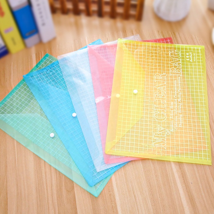 A4 File Bag Transparent Bag Plastic Thicken Button Closure Folder ...