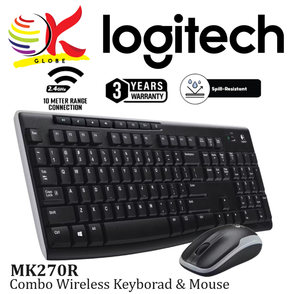 Logitech Mk270r 2 4ghz Wireless Keyboard And Mouse Combo Set With Long