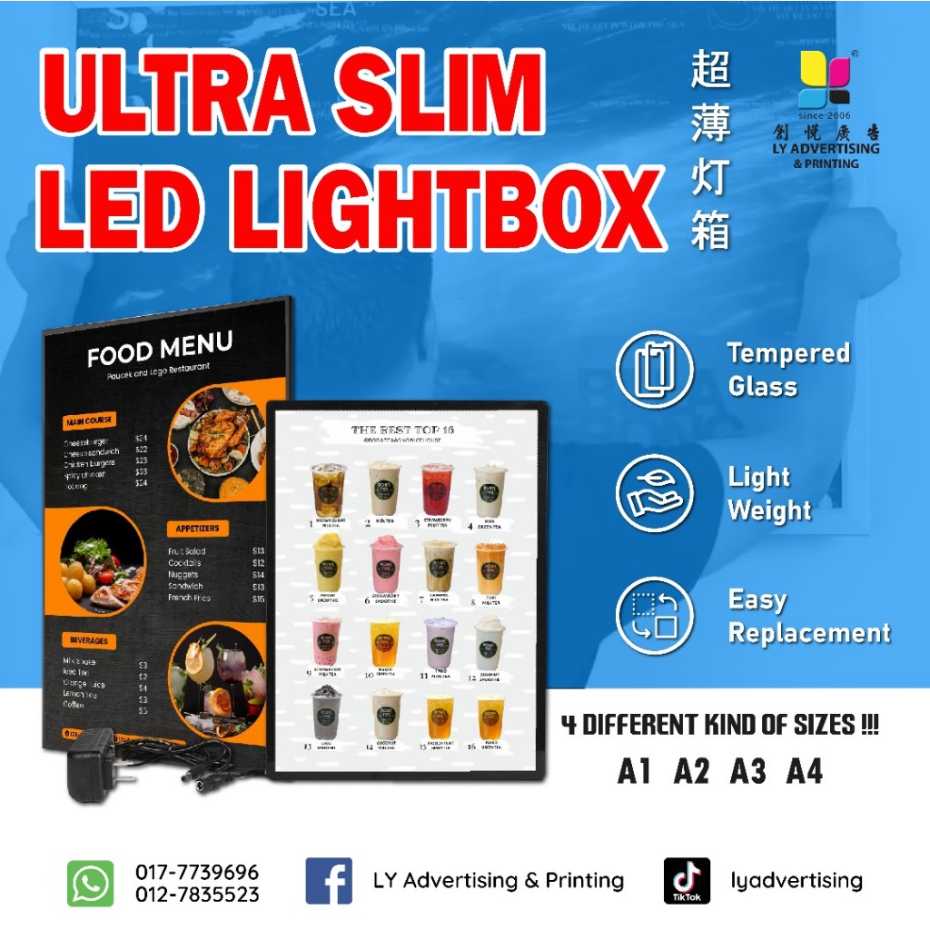 LED Menu A4 A3 | LED Signboard | Countertop Light Board | A3 A4 LED ...