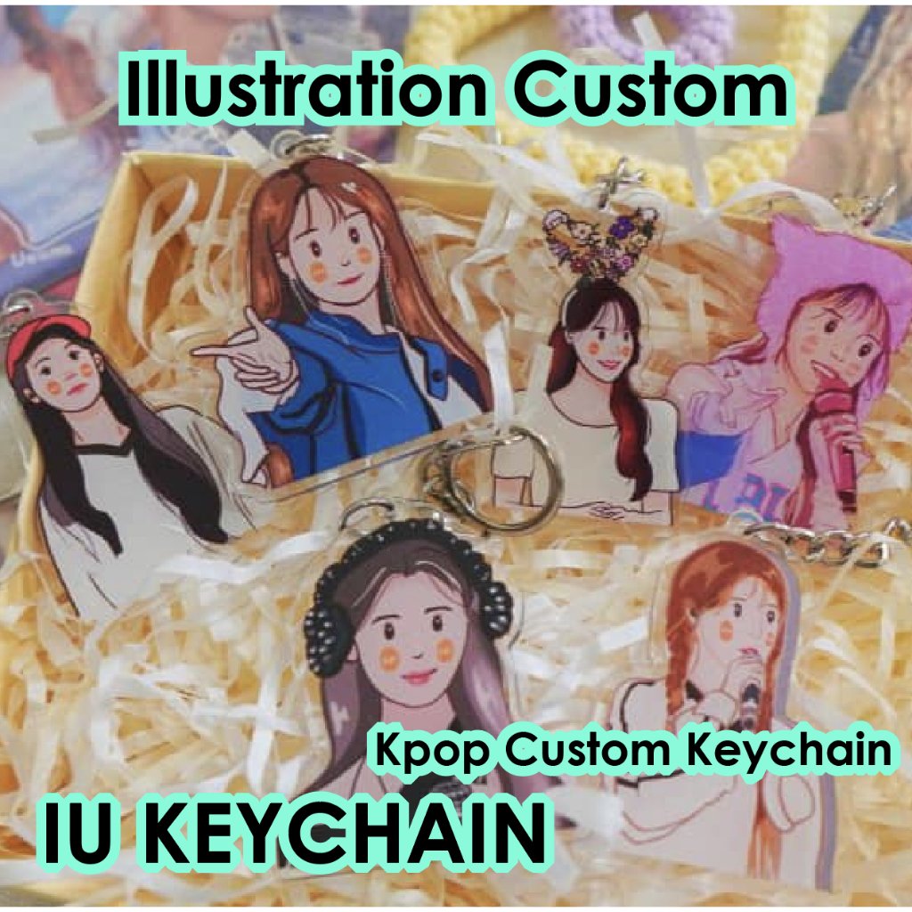 Kpop Acrylic keychain iu leejieun cute freegift lanyard key ring ready ...